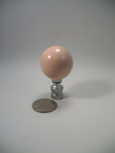 Lamp Finial Flesh Pink Ceramic Ball Silver Painted Brass Hardware #7TW ...