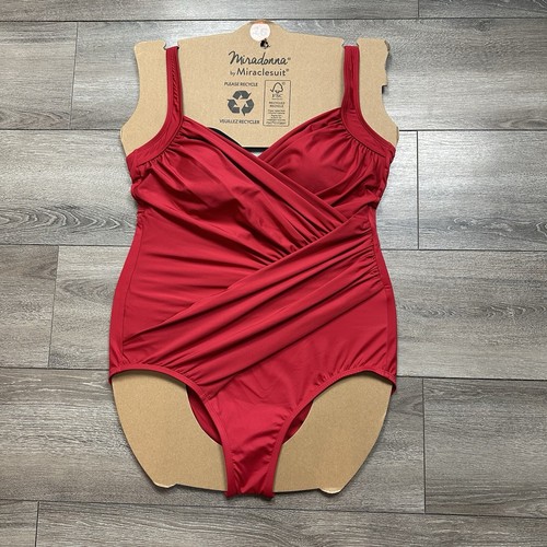 Miradonna Miraclesuit Women's Size 16 Pink Shaping V Neck One Piece ...