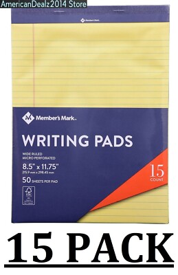 15 Pack - Member's Mark Legal Writing Pad - Perforated Canary - FAST ...