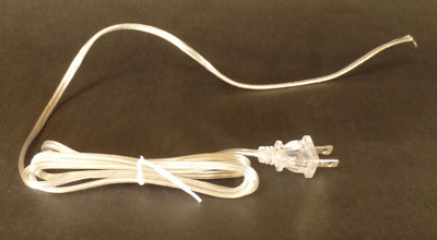 NEW 6' Clear Silver 18/2 Plastic Covered Lamp Cord Plug Set SPT-1, U.L ...