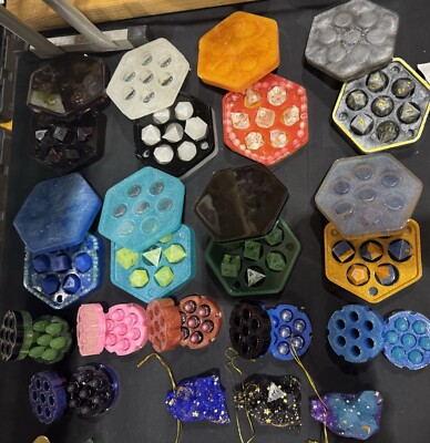 Resin Dice Set Bullets Revolver And Regular Dice Sets With Case. Hand ...