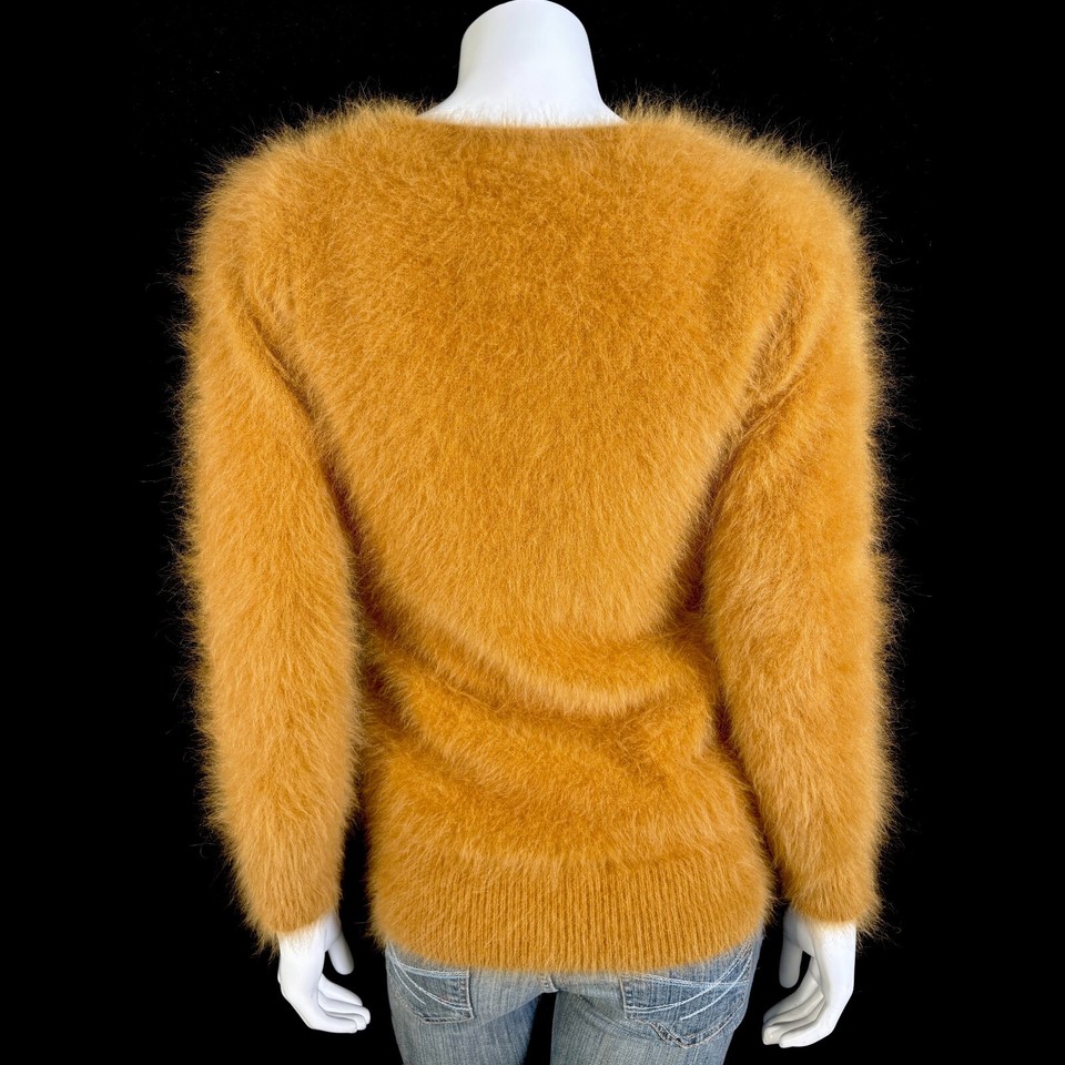 80% Angora Fuzzy Vintage Butterscotch Long-Sleeve Pullover Sweater 34 ...