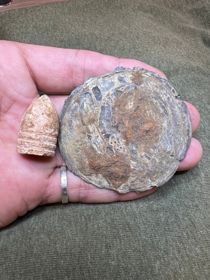 Dug Civil War Eagle Cartridge Box Plate & a Dropped .69 Caliber 3-Ring ...