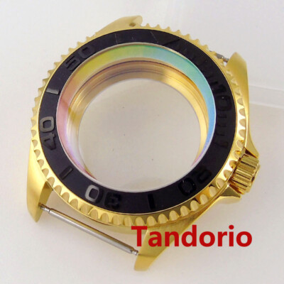 42mm Yellow Gold Watch Case Sapphire Glass Fit NH35 NH36 Glass Back ...