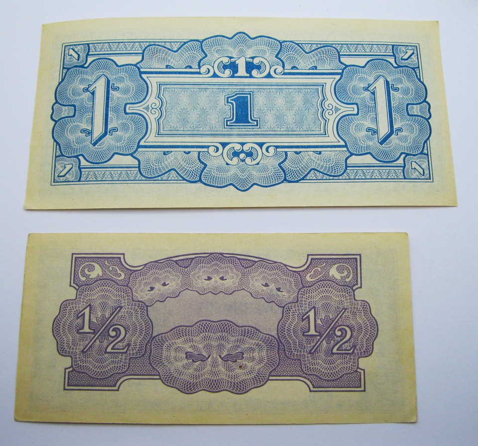 2 Oceania Japanese WWII-Occupation/Invation Bank Notes ~ 1 + 1/2 ...
