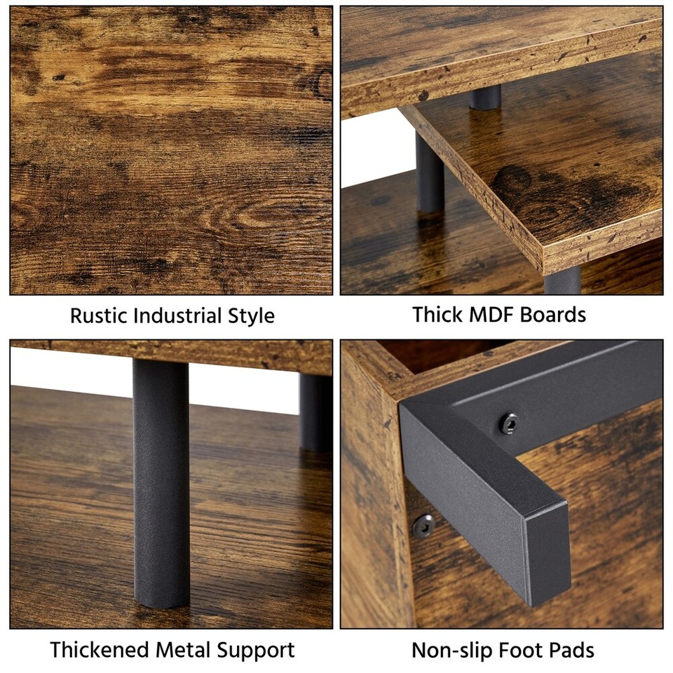 Media Console Table Small Entertainment Center Wood TV Stand for Living ...