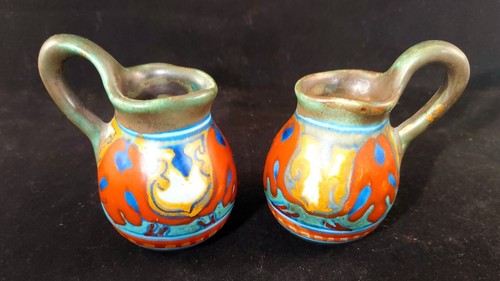 Pair Art Deco Gouda Pottery Holland Small Handled jugs - Rondo | eBay UK