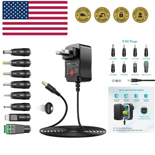 Universal AC/DC Adapter 12W 3V 4.5V 5V 6V 7.5V 9V 12V Switching Power ...