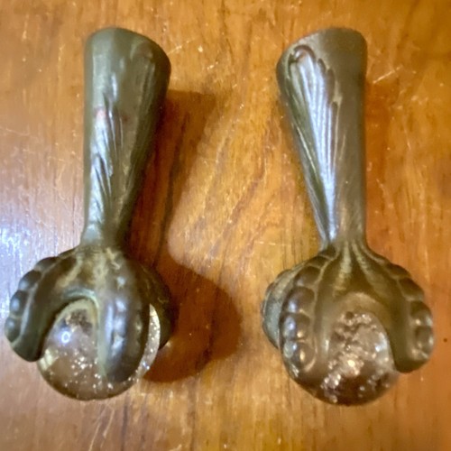 Antique 2 Original Cast Iron Eagles Claw and Glass Ball Furniture Feet ...