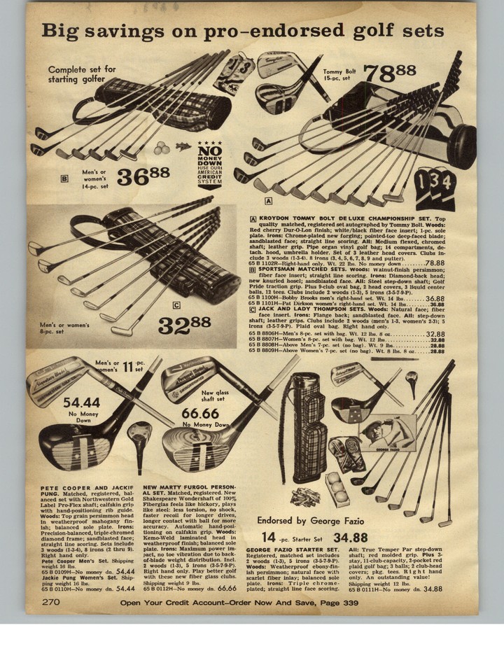 1963 PAPER AD Jerry Barber Chick Harbert Alice Bauer George Fazio Golf ...