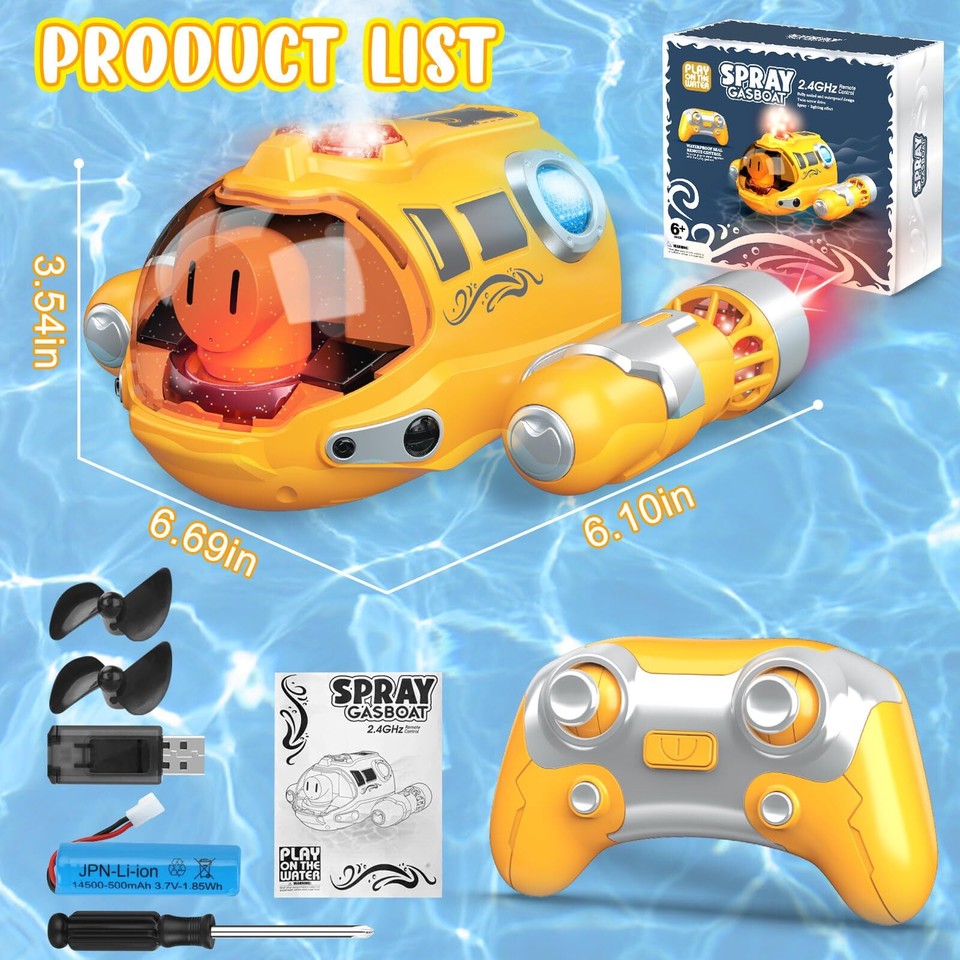 YOTOY Remote Control Boats for Kids - RC Boat Pool Toys 2.4GHZ RC Spray ...