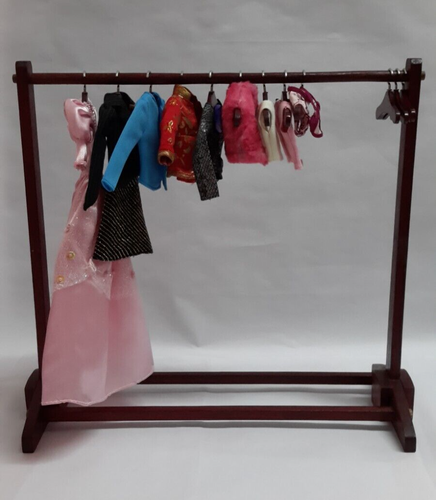 Barbie Wood Doll Clothes Rack 12pc Doll Clothes Hanger Handmade Doll ...