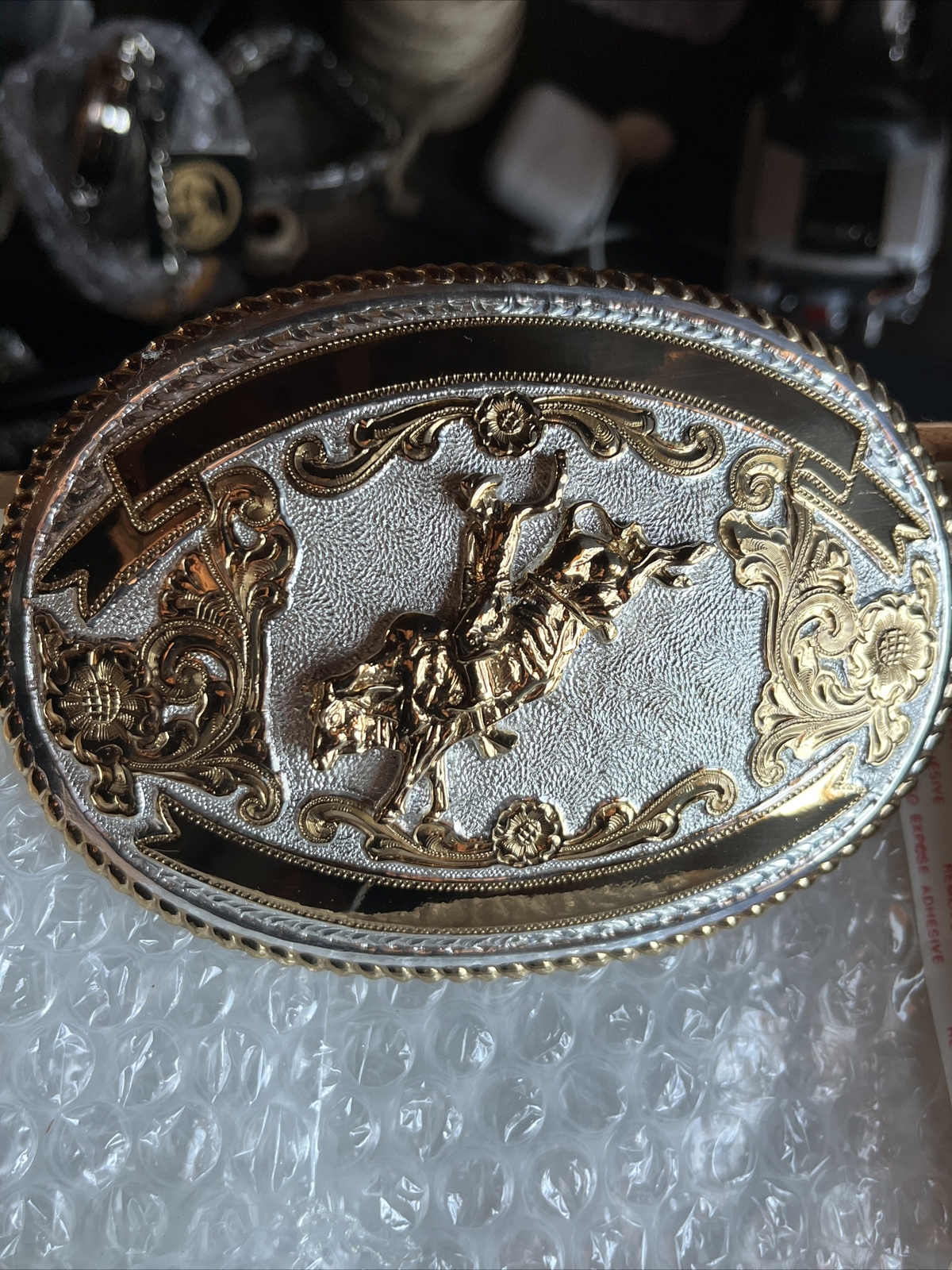 Crumrine Huge Solid Two Toned Western Trophy Bull Rider Belt Buckle | eBay