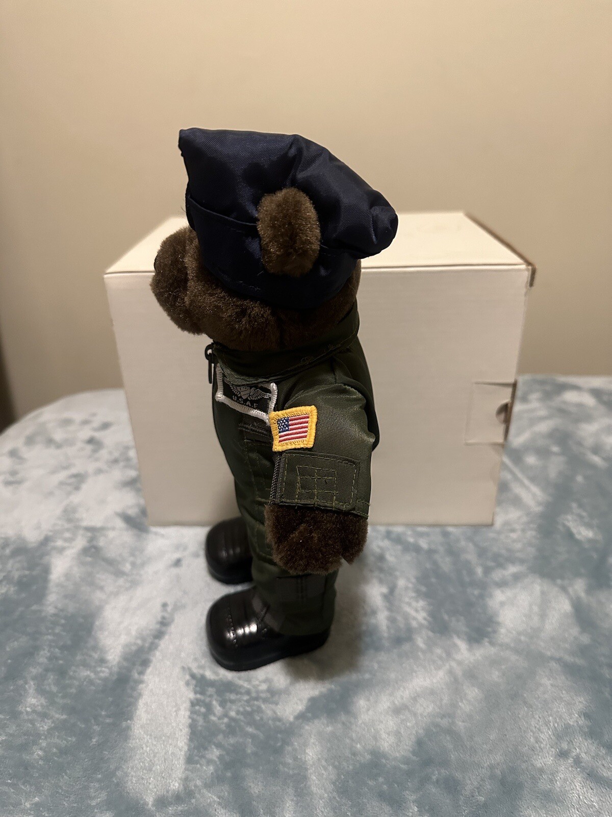 1989 US Air Force 11" Bear Force Plush Bear With Jumpsuit With Patches ...