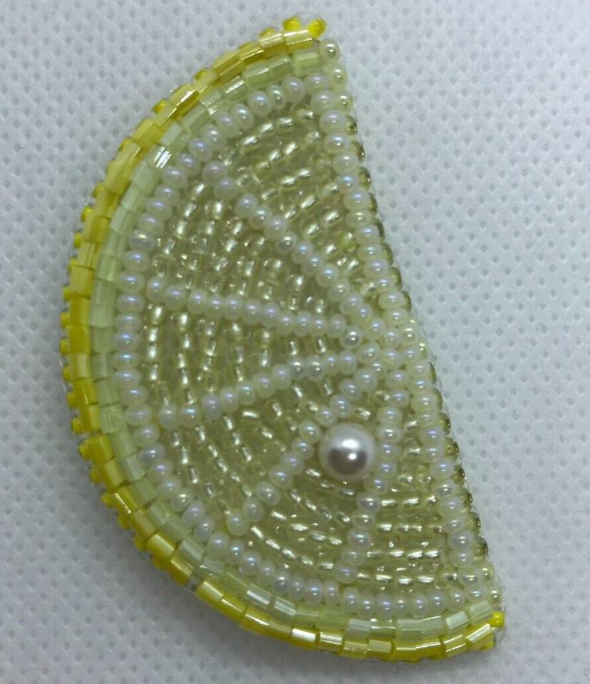 Lemon beaded Embroidered Yellow Cut Half Lime Pin Brooch | eBay