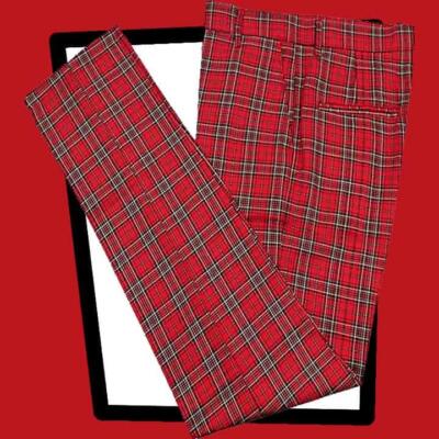 RUN & FLY Red Stewart Tartan TROUSERS | eBay UK