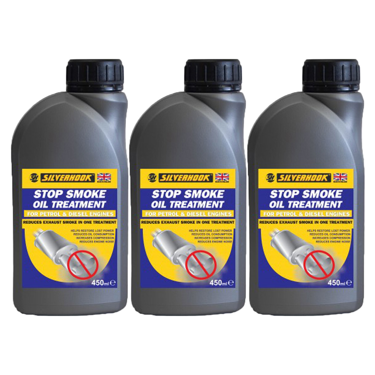 3 x Silverhook Stop Smoke Oil Treatment Exhaust Smoke Reducer Petrol ...