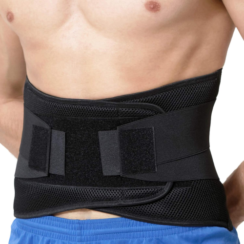 Adjustable Compression Back Brace Lumbar Support Belt, Black, Size XL ...