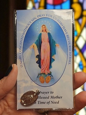 Laminated Hail Mary Holy Prayer Card Pocket Blessed Mother Medal Inside ...