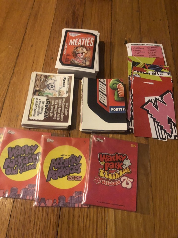 2025 WACKY PACKAGES ALL NEW SERIES COMPLETE MASTER 109 CARD SET W/ 4 ...
