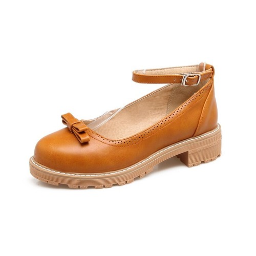Preppy Style Mary Jane Womens Flats Round Toe Bow Ankle Strap Shoes ...