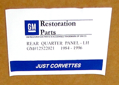 1984-1996 C4 Corvette Driver Side (Left) Rear Quarter Panel NOS GM ...