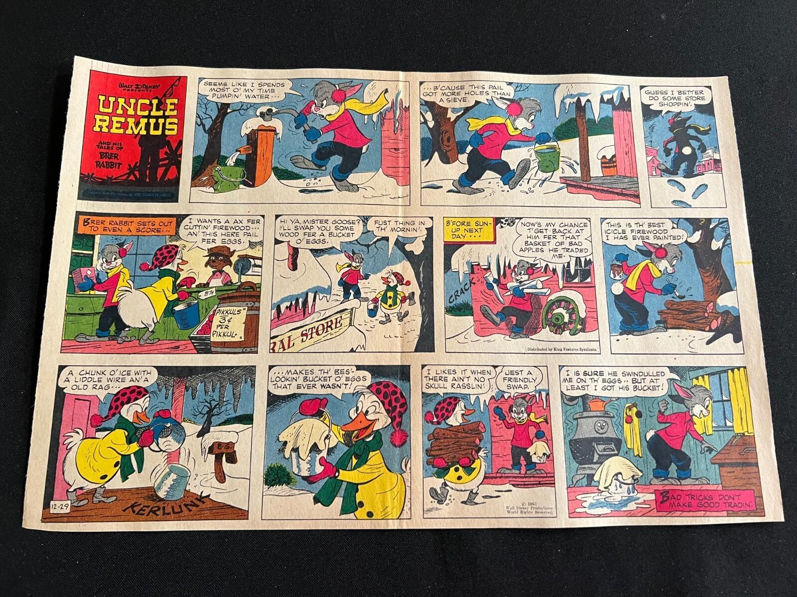#H01d Walt Disney's UNCLE REMUS Sunday Half Page Comic Strip December ...
