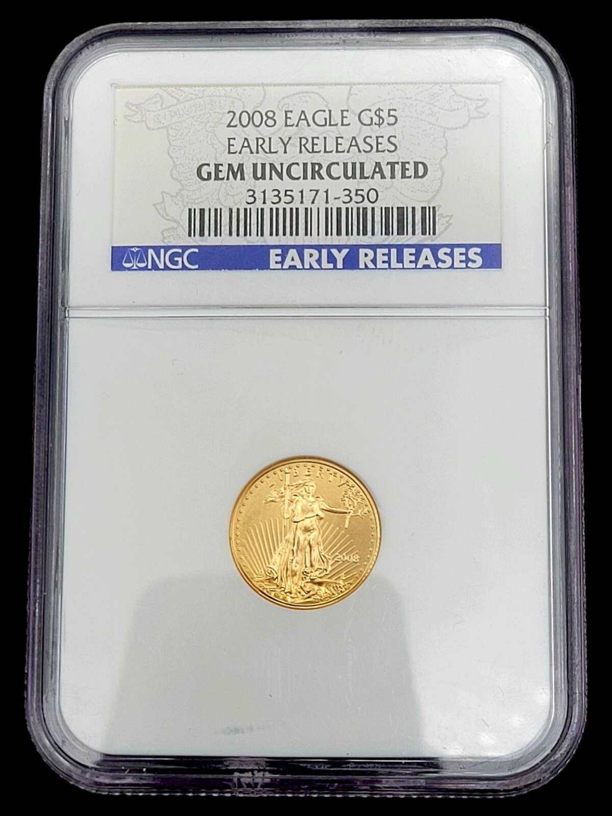 2008 American Gold Eagle $5 Coin NGC MS 70 EARLY RELEASES Gem ...