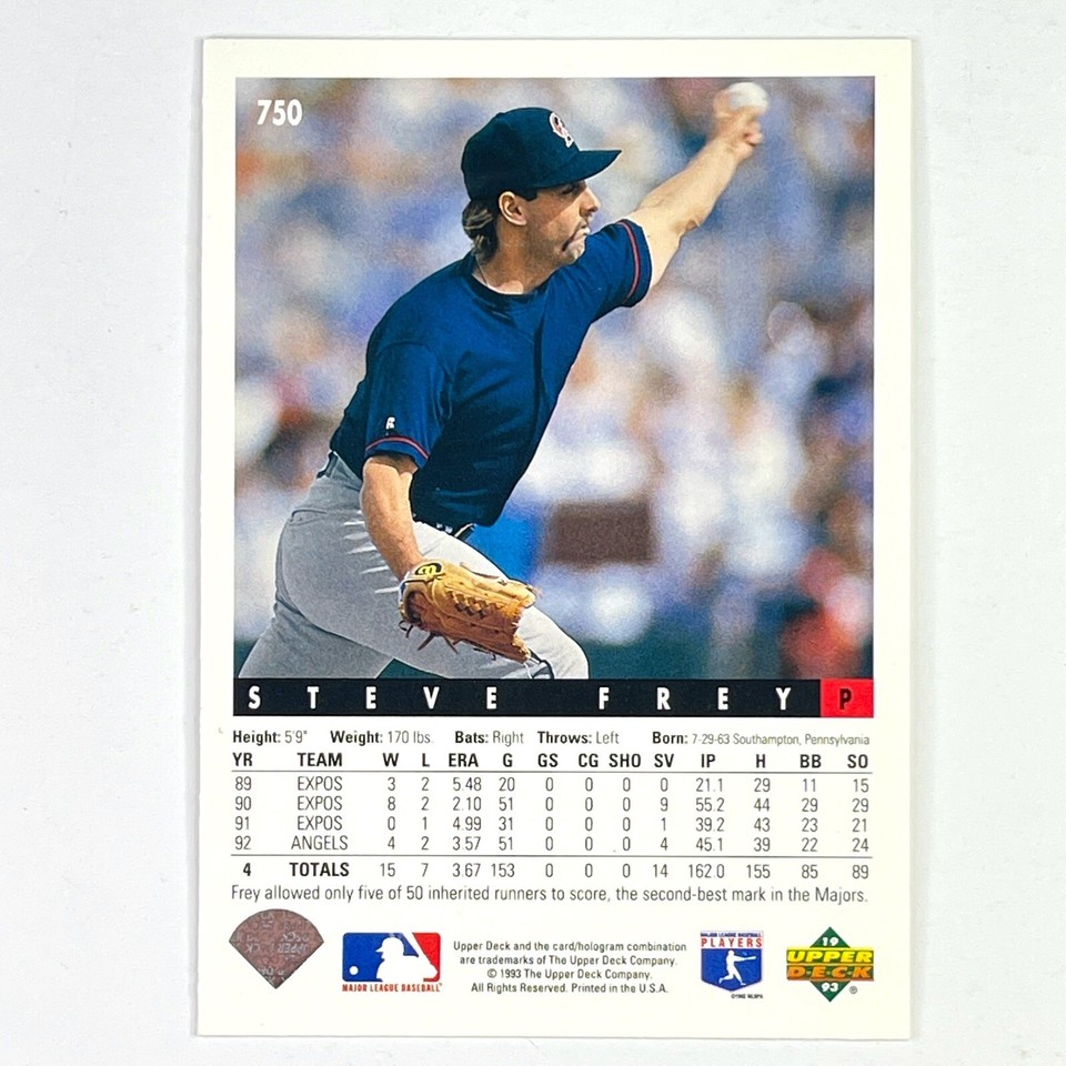Steve Frey 1993 Upper Deck Baseball Card MLB #750 California Angels | eBay