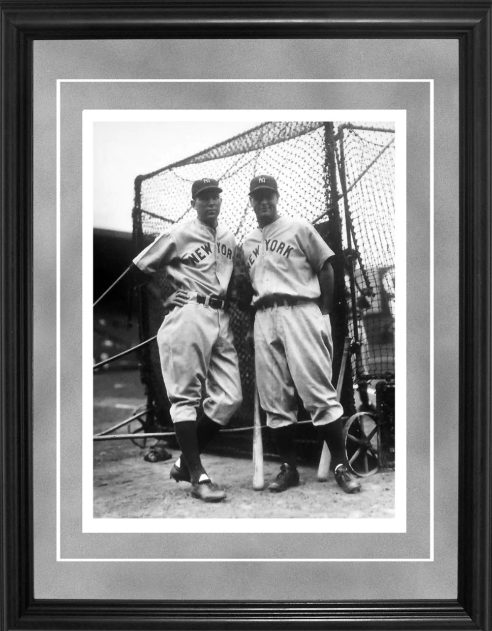 Bill Dickey and Lou Gehrig Framed Black & White 11x14 Original Brearley ...