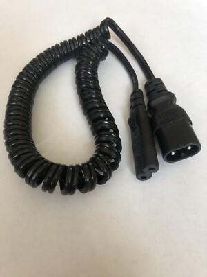 2m Black IEC C8 Male Plug to C7 Female Figure 8 Coiled Extension Power ...