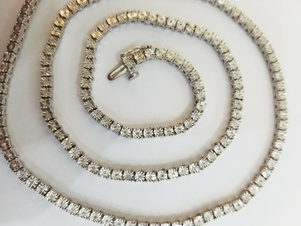 Real Diamond 24 Inch tennis necklace Chain | eBay