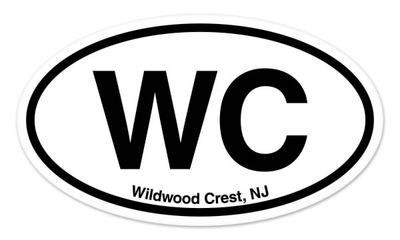 WC Wildwood Crest New Jersey Oval car window bumper sticker decal 5" x ...
