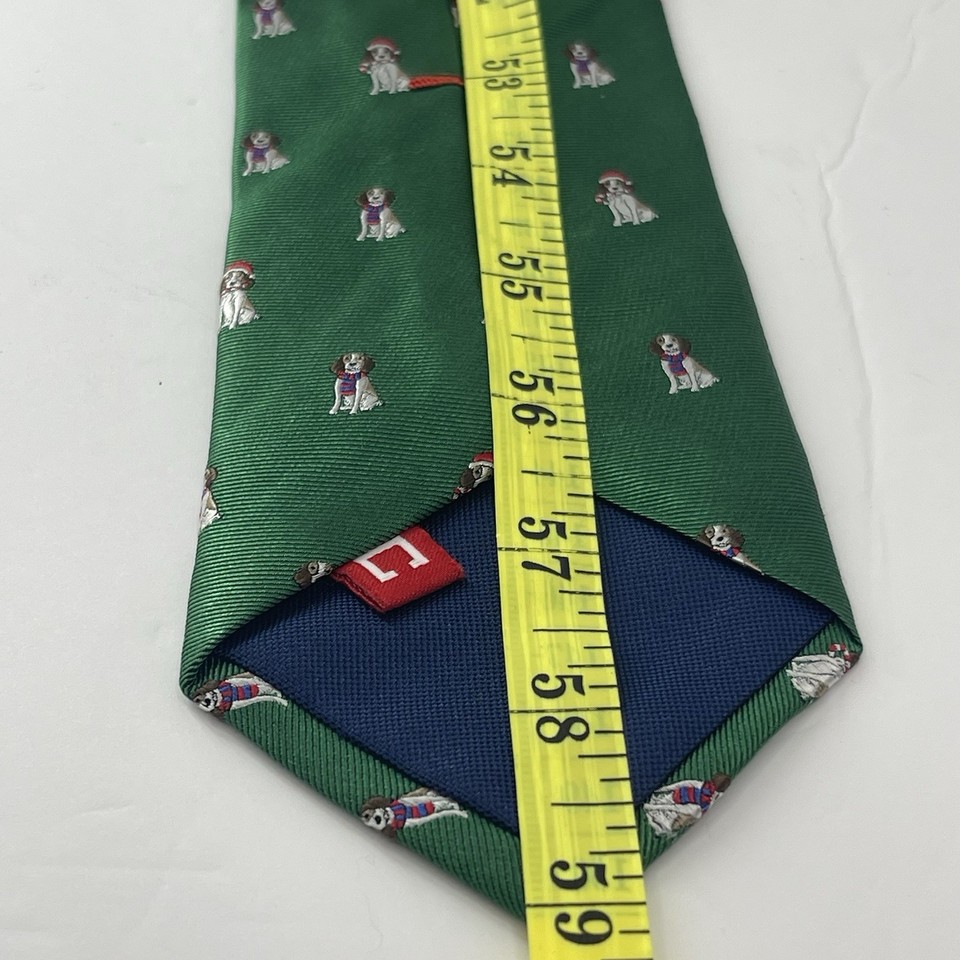 Christmas Tie 100% Silk Dog Santa Hat Scarf Green Skinny 3” x 60 ...