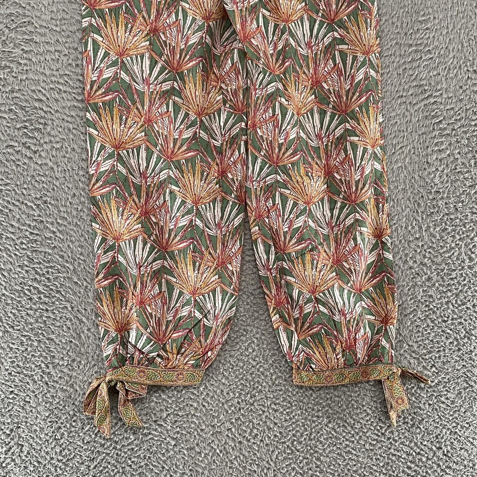 World Market Pants Womens L/XL Green Floral Boho Yogi Tassels Travel ...