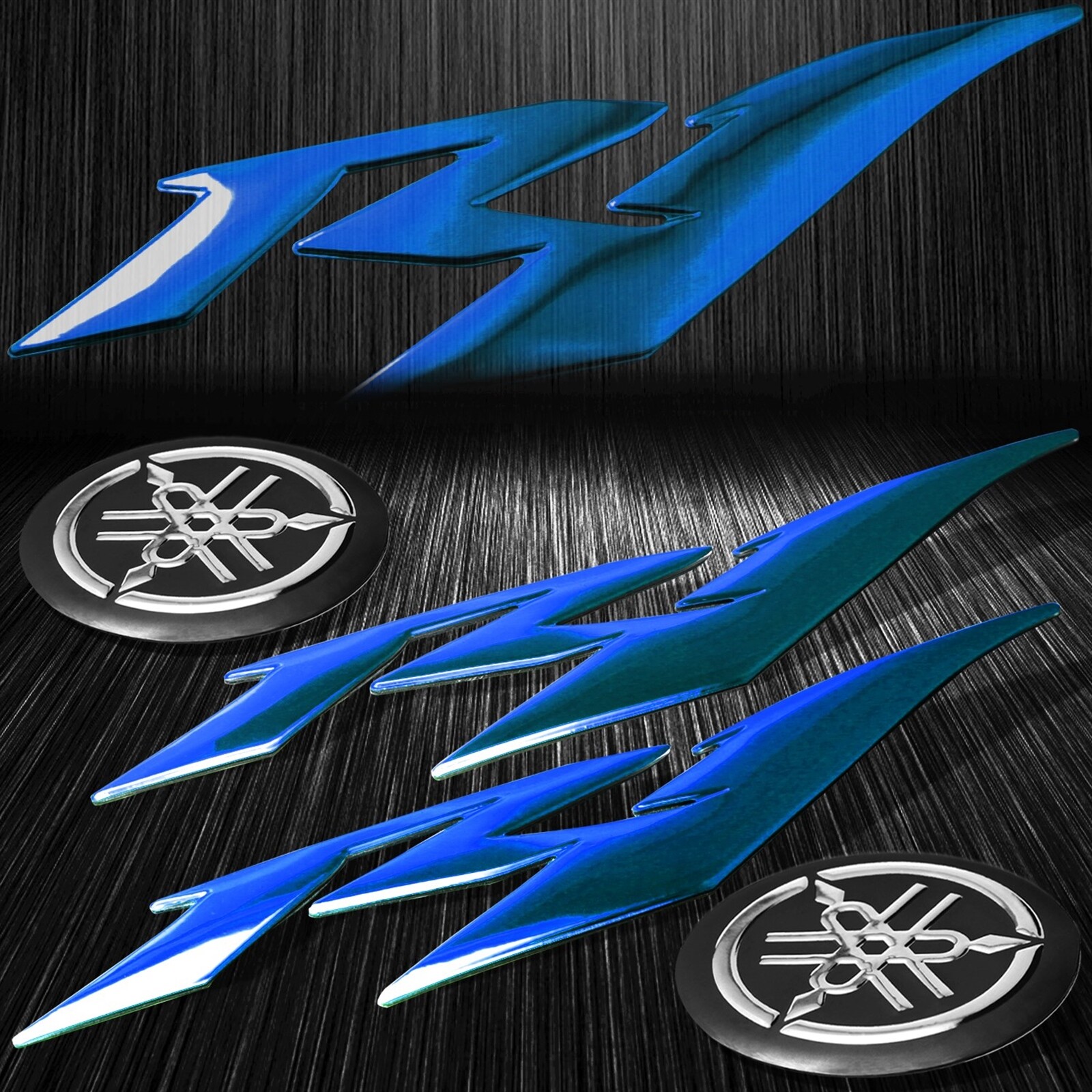 6"Blue Vinyl 3D Logo Emblem Decal+2.125"Fairing Badge Sticker YZF-R1 ...