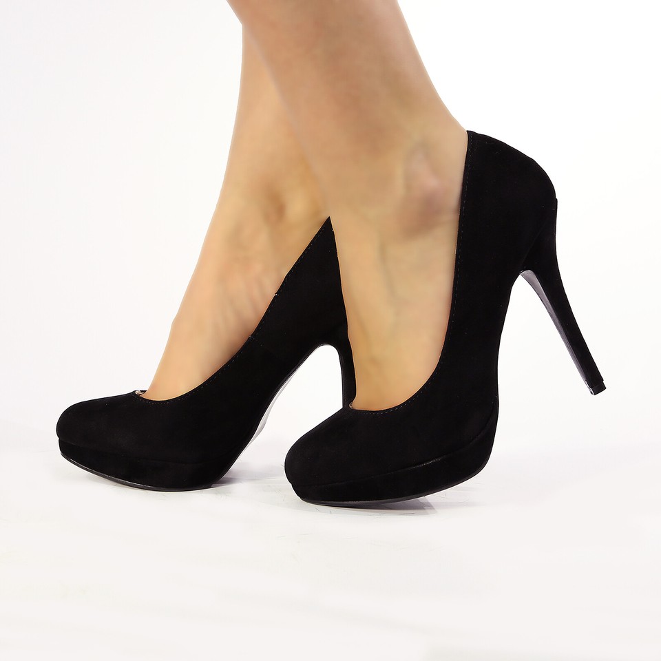 WOMENS LADIES STILETTO HIGH HEEL PLATFORM SMART OFFICE WORK PARTY COURT ...