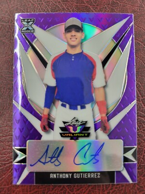 Anthony Gutierrez 2021 LEAF VALIANT PURPLE AUTO ROOKIE RC #D 1/50 | eBay