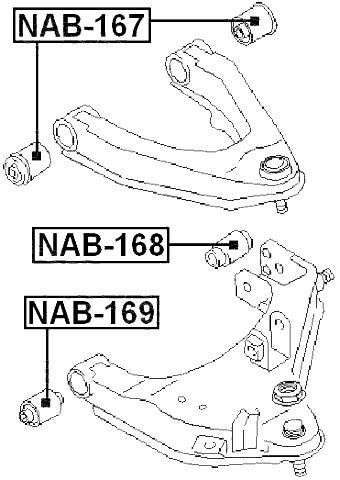 NAB-169 Febest FRONT BUSHING, LOWER CONTROL ARM 54560-2S600, 54524 ...