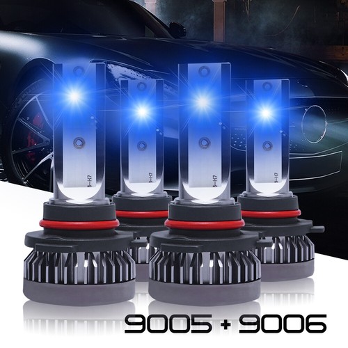 4PCS Combo 9005 9006 Ice Blue 8000K COB LED Headlight Kit Bulbs High ...