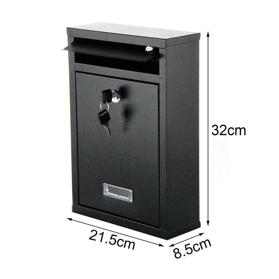 POST BOX LARGE LETTER MAIL BOX STEEL LOCKABLE OUTDOOR WALL MOUNTED WITH ...