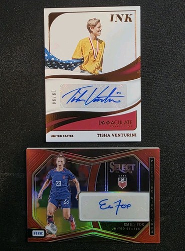 Emily Fox Select FIFA Signatures Auto Red Prizm, Trish Venturini Auto ...