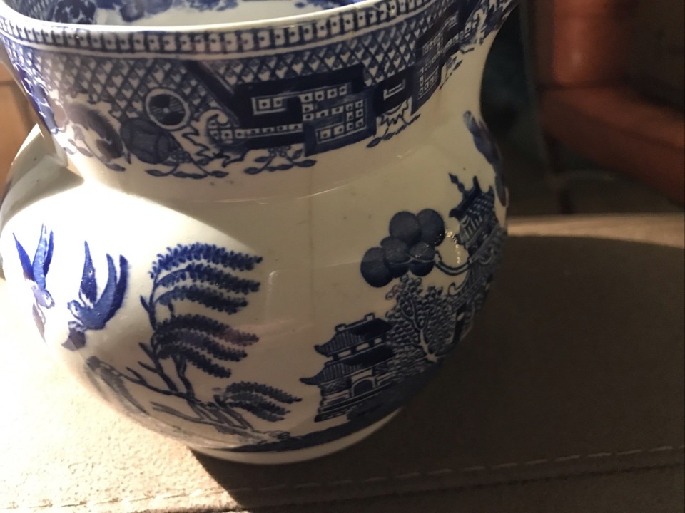 Vintage Semi China Ridgeway Blue and White Willow Pattern Milk Jug ...