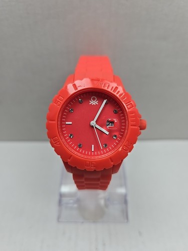 United Colors Of Benetton Neon Pink Silicone Watch 5 ATM Quartz New ...