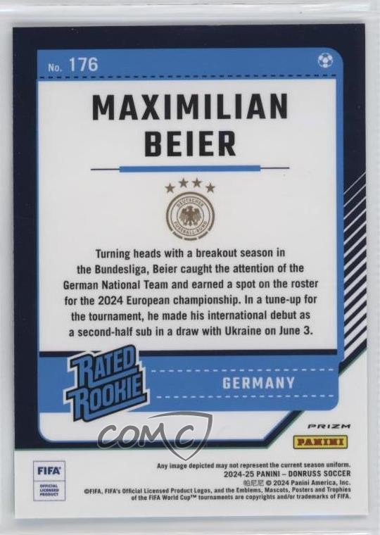 2024-25 Panini Donruss FIFA Optic Rated Rookie Holo Prizm Maximilian ...