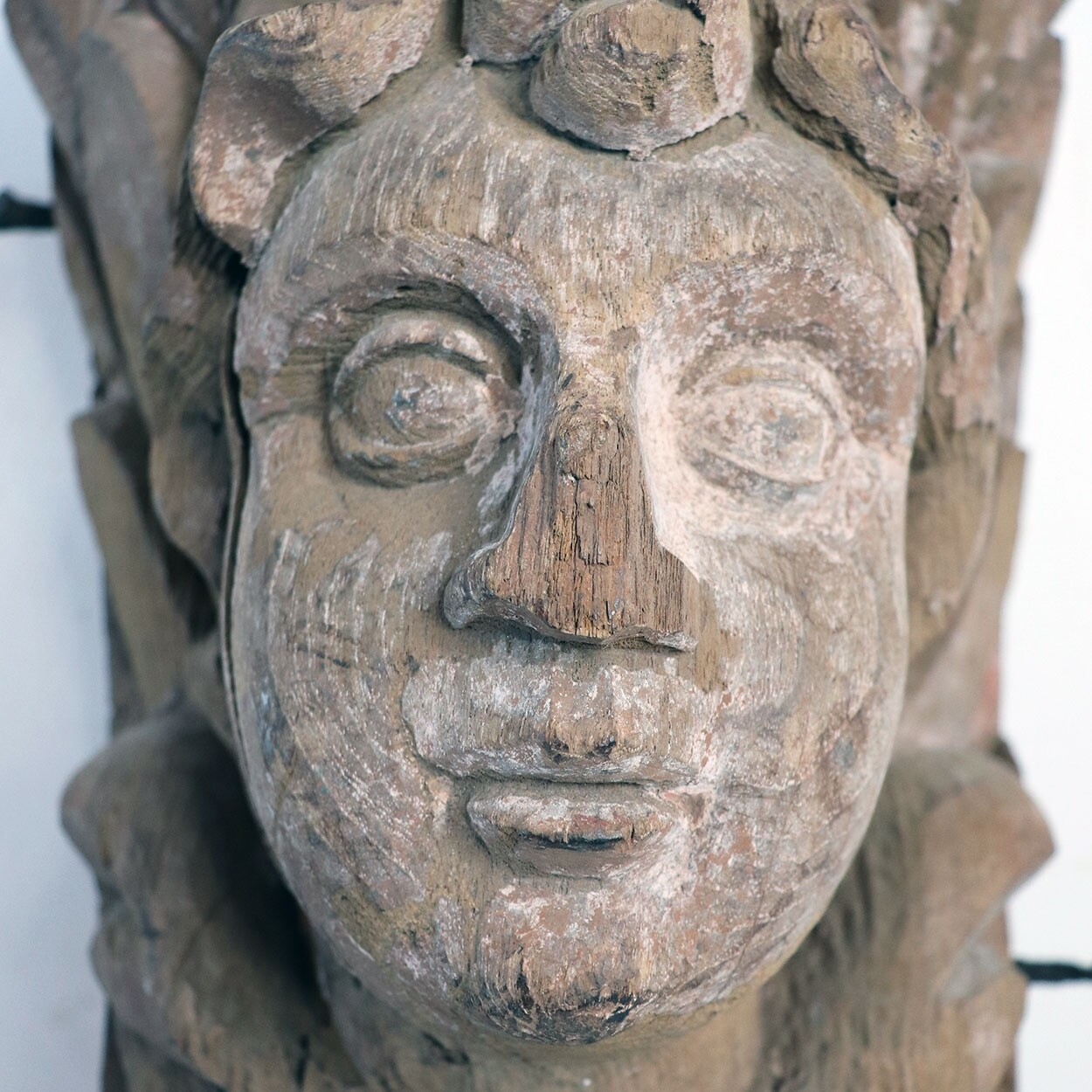 Antique Indo-Portuguese Baroque Teak Angel Mask Architectural Carving ...
