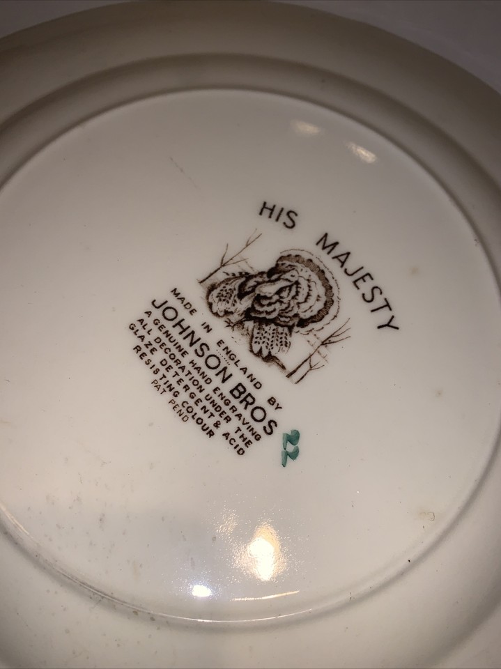 Johnson Brothers HIS MAJESTY Dinner Plate Genuine Hand Engraving Turkey ...