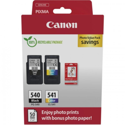 KIT 2 CARTUCCE ORIGINALI CANON 5225B013 PG-540 + CL-541 Bk Col + Carta ...