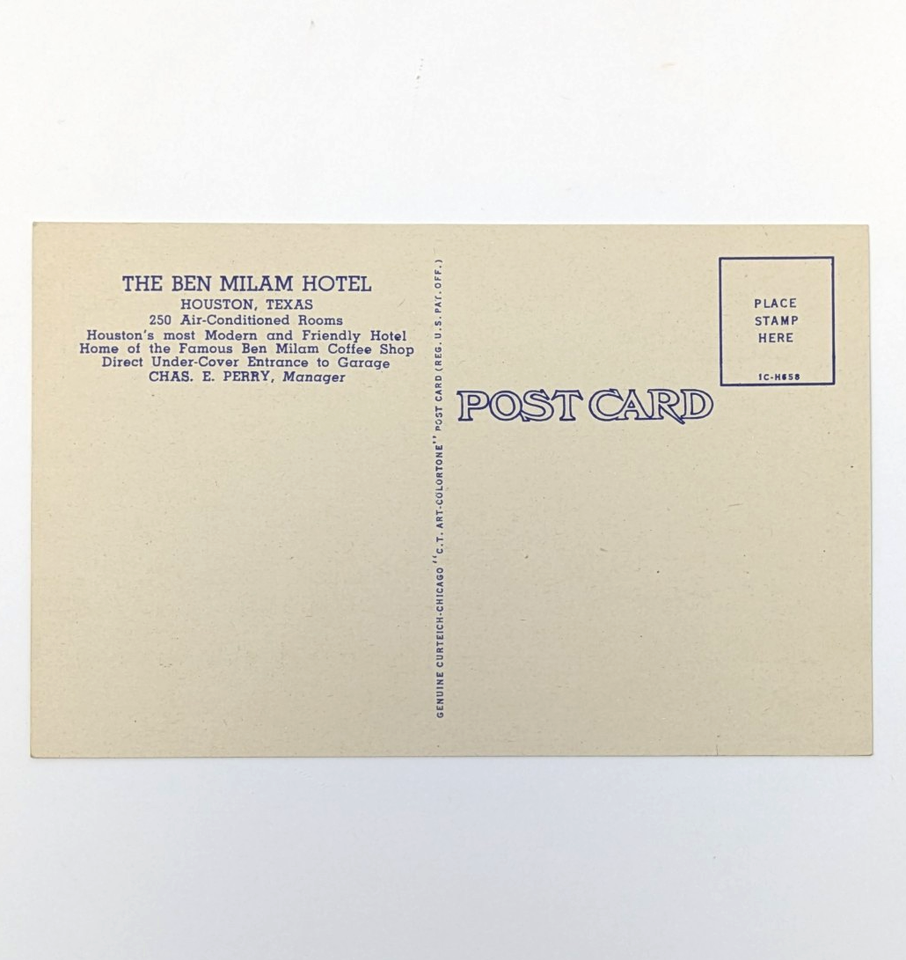 Ben Milam Hotel (Demolished) Classic Car Houston Texas Linen Postcard 1940s | eBay