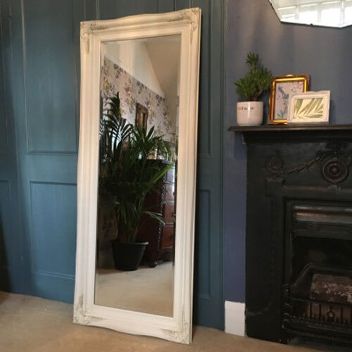 Large Cream Mirror Ornate Gloss Full Length Bevelled Wall Mirror ...